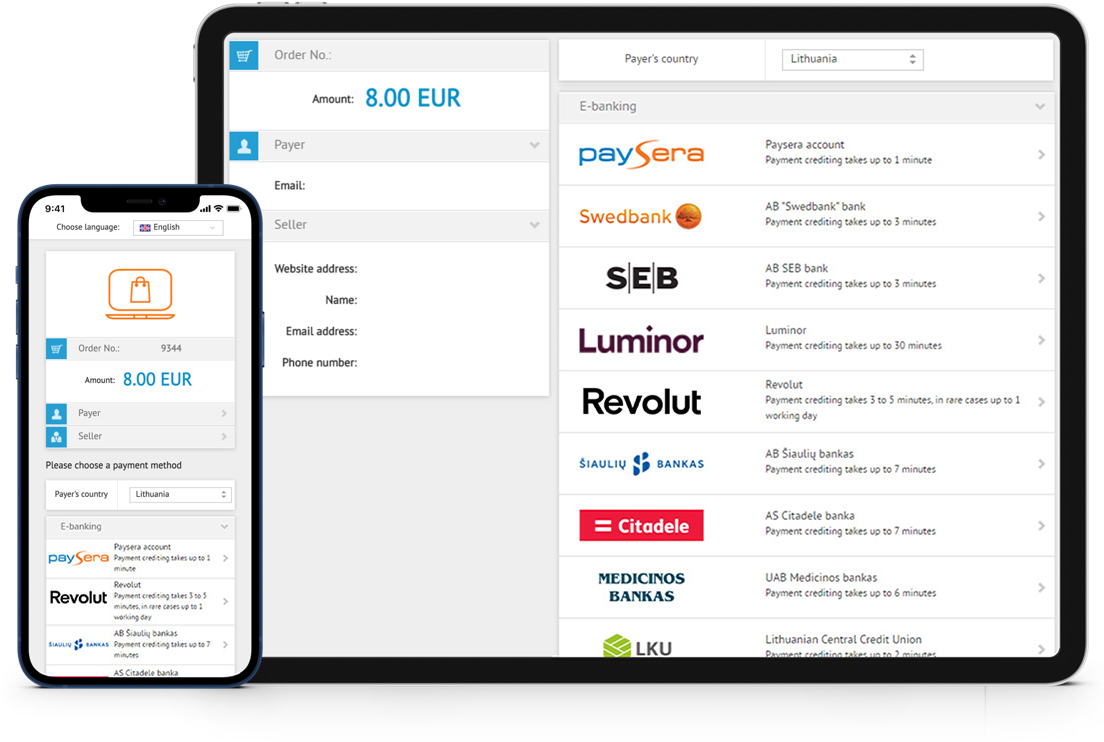 Passerelle de paiement pour votre boutique en ligne I Paysera Checkout